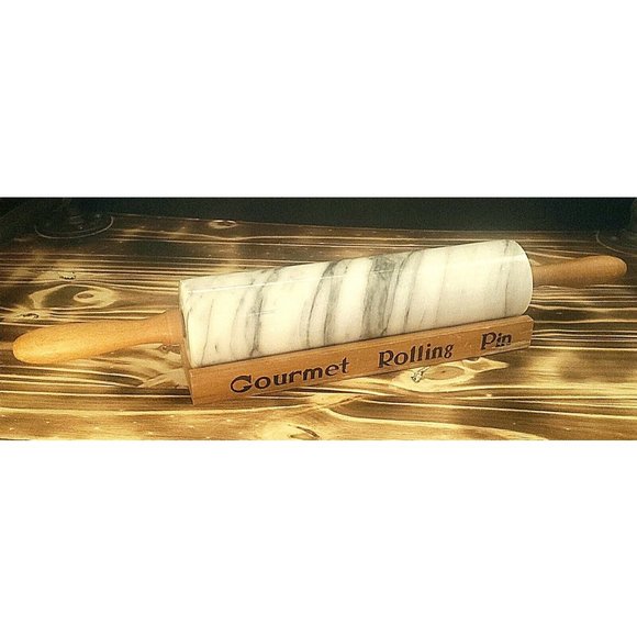 Kitchen | Vintage White Gray Marble Gourmet Rolling Pin 18in 198s ...